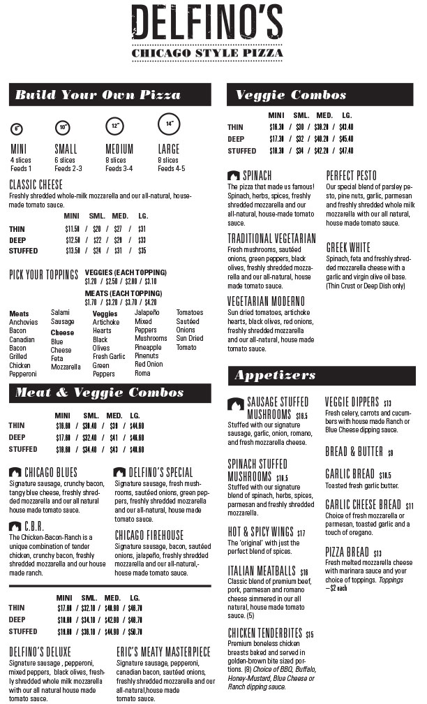 Delfino's Menu | Best Pizza Restaurant in University Village